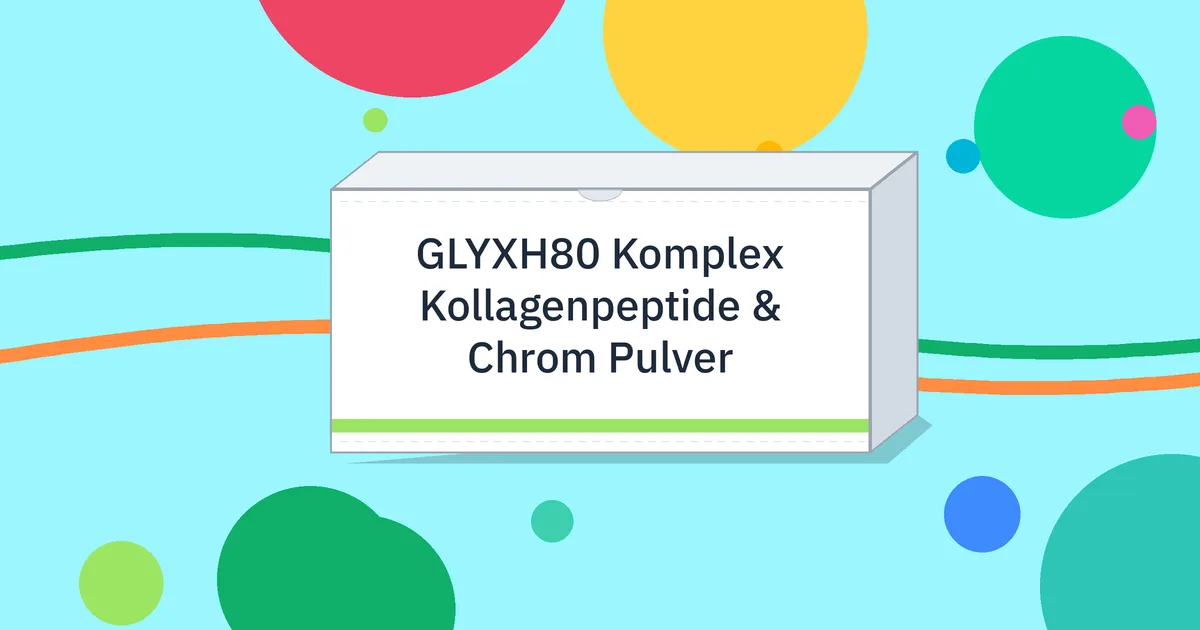 Symbolbild: Packung mit der Aufschrift GLYXH80 Komplex Kollagenpeptide & Chrom Pulver (PZN 19955411) – Verfügbarkeit und Bezug in Apotheken in Frankfurt am Main