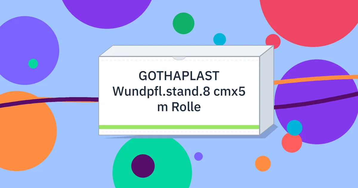 Symbolbild: Packung mit der Aufschrift GOTHAPLAST Wundpfl.stand.8 cmx5 m Rolle (PZN 04951347) – Verfügbarkeit und Bezug in Apotheken in Frankfurt am Main