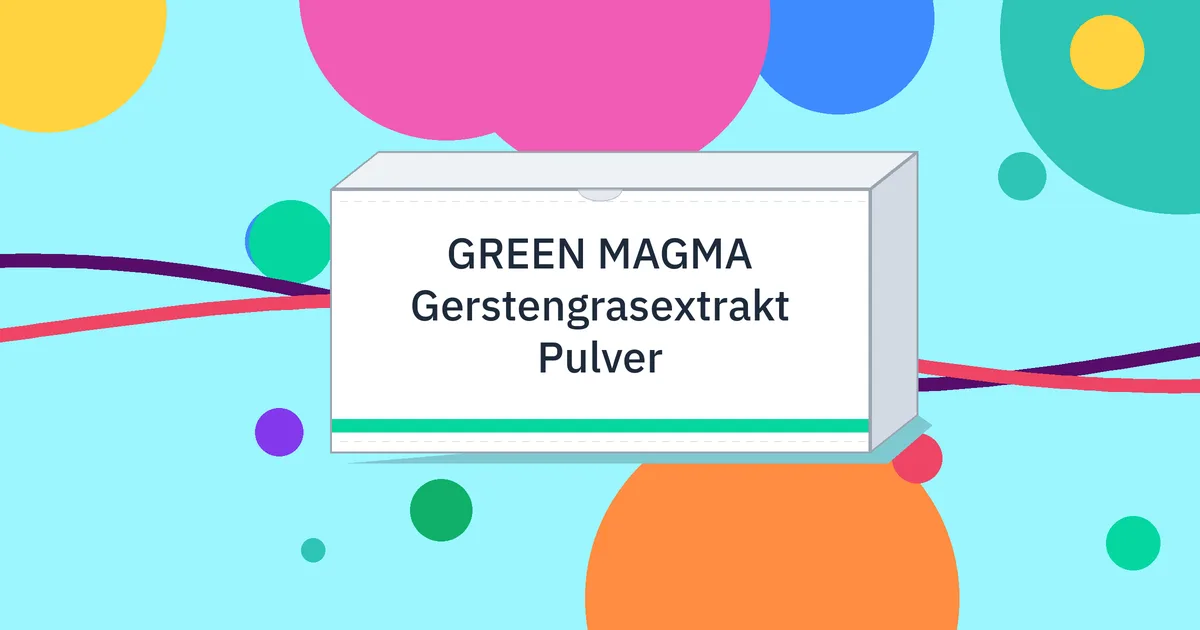 Symbolbild: Packung mit der Aufschrift GREEN MAGMA Gerstengrasextrakt Pulver (PZN 06641154) – Verfügbarkeit und Bezug in Apotheken in Frankfurt am Main