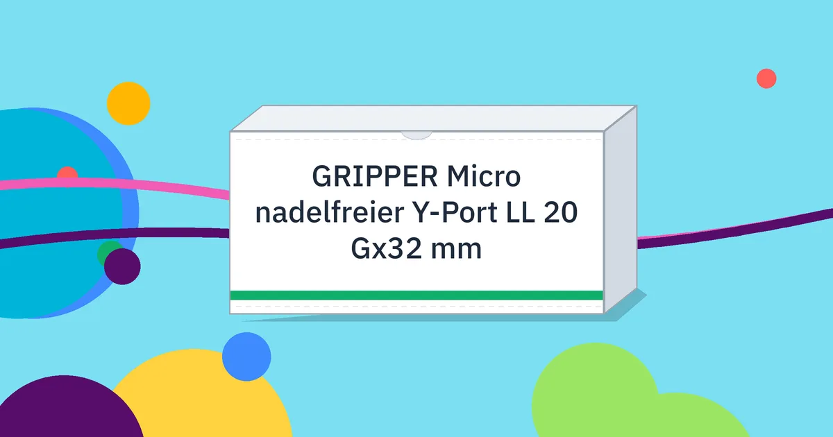 Symbolbild: Packung mit der Aufschrift GRIPPER Micro nadelfreier Y-Port LL 20 Gx32 mm (PZN 16747385) – Verfügbarkeit und Bezug in Apotheken in Frankfurt am Main
