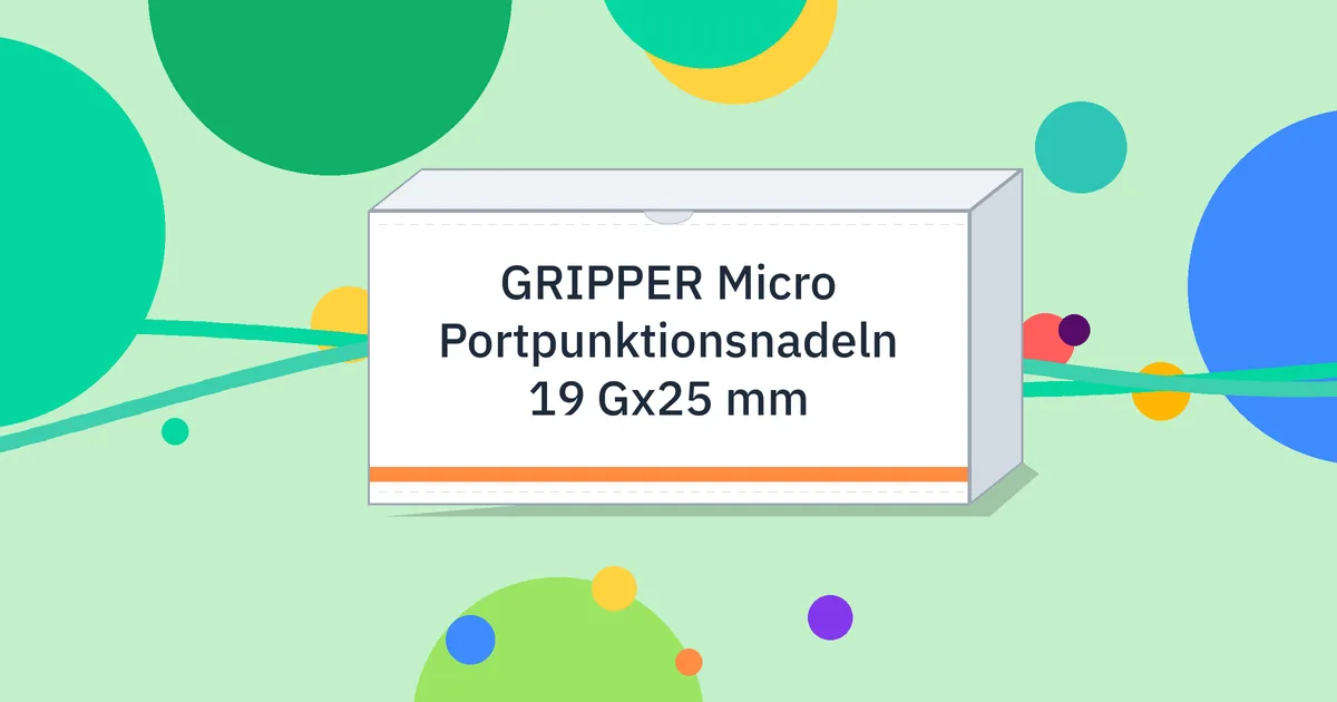 Symbolbild: Packung mit der Aufschrift GRIPPER Micro Portpunktionsnadeln 19 Gx25 mm (PZN 11580578) – Verfügbarkeit und Bezug in Apotheken in Frankfurt am Main