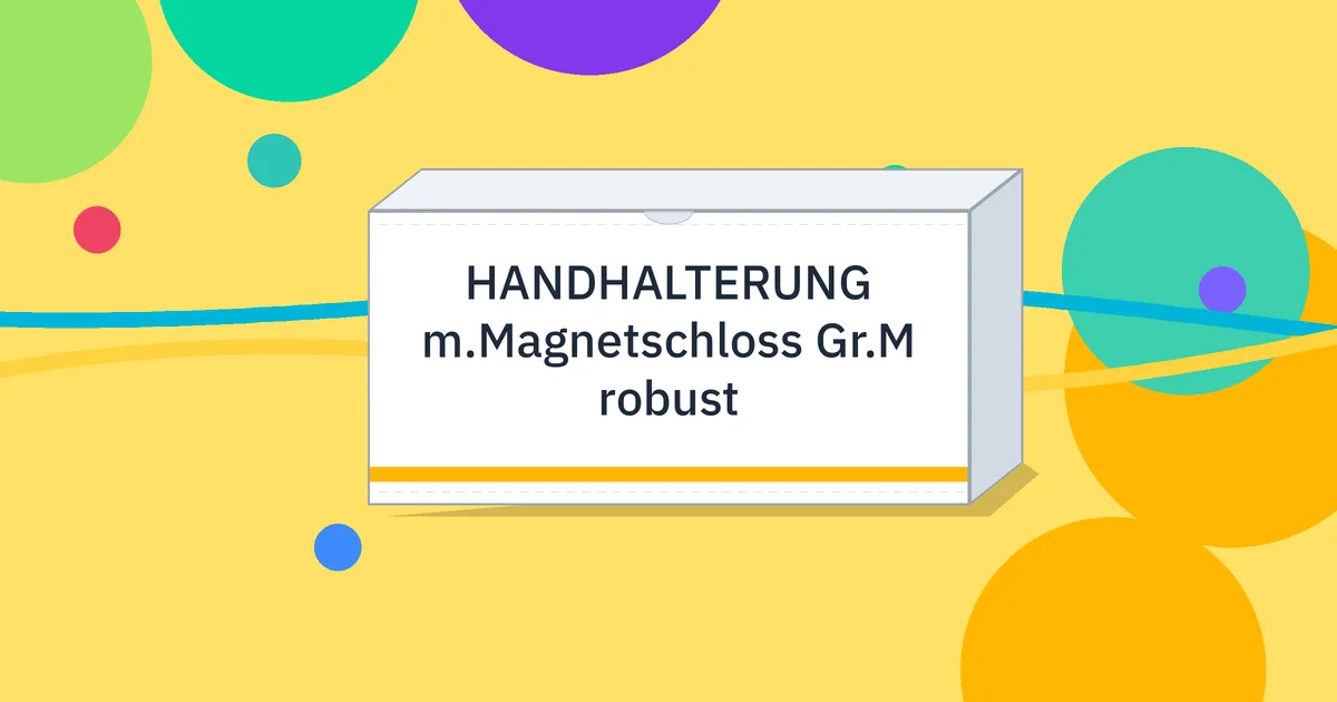 Symbolbild: Packung mit der Aufschrift HANDHALTERUNG m.Magnetschloss Gr.M robust (PZN 09167925) – Verfügbarkeit und Bezug in Apotheken in Frankfurt am Main