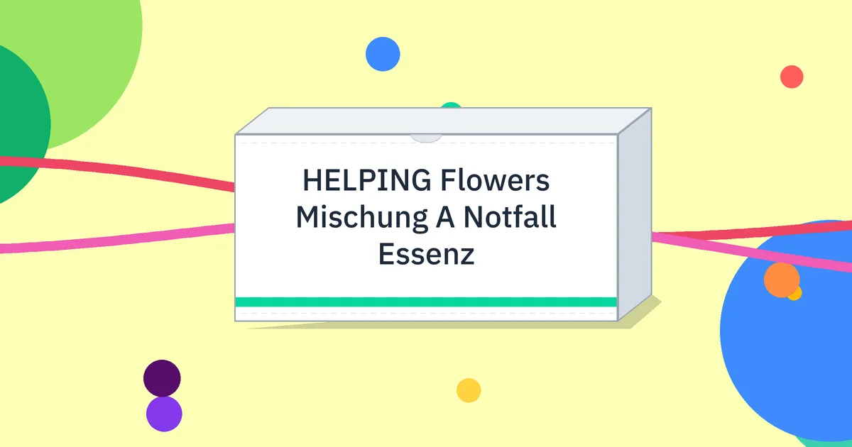 Symbolbild: Packung mit der Aufschrift HELPING Flowers Mischung A Notfall Essenz (PZN 12500156) – Verfügbarkeit und Bezug in Apotheken in Frankfurt am Main
