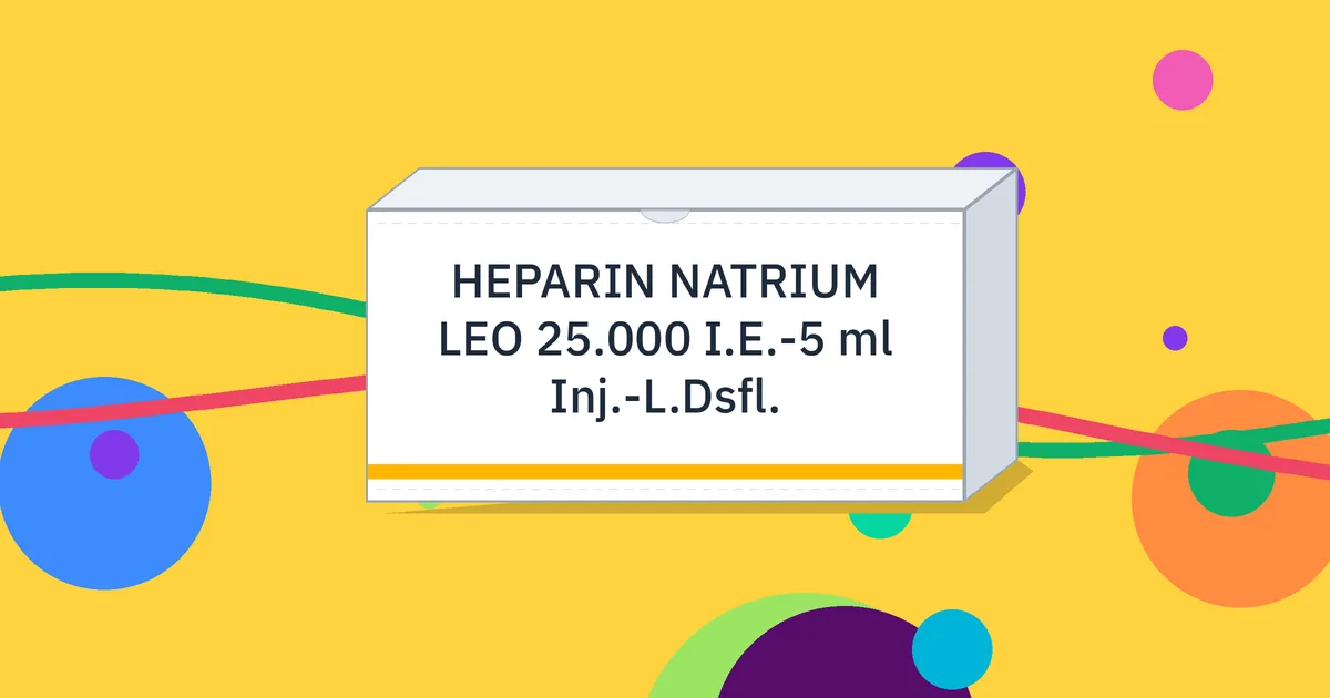 Symbolbild: Packung mit der Aufschrift HEPARIN NATRIUM LEO 25.000 I.E.-5 ml Inj.-L.Dsfl. (PZN 15261203) – Verfügbarkeit und Bezug in Apotheken in Frankfurt am Main