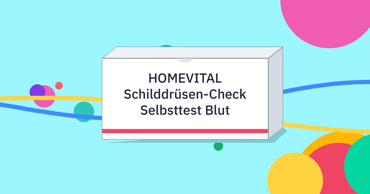 Symbolbild: Packung mit der Aufschrift HOMEVITAL Schilddrüsen-Check Selbsttest Blut (PZN 19298752) – Verfügbarkeit und Bezug in Apotheken in Frankfurt am Main