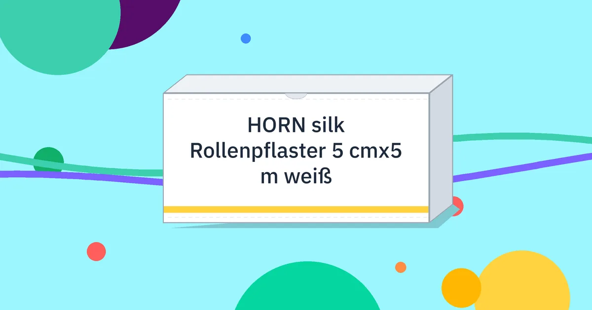 Symbolbild: Packung mit der Aufschrift HORN silk Rollenpflaster 5 cmx5 m weiß (PZN 04668077) – Verfügbarkeit und Bezug in Apotheken in Frankfurt am Main