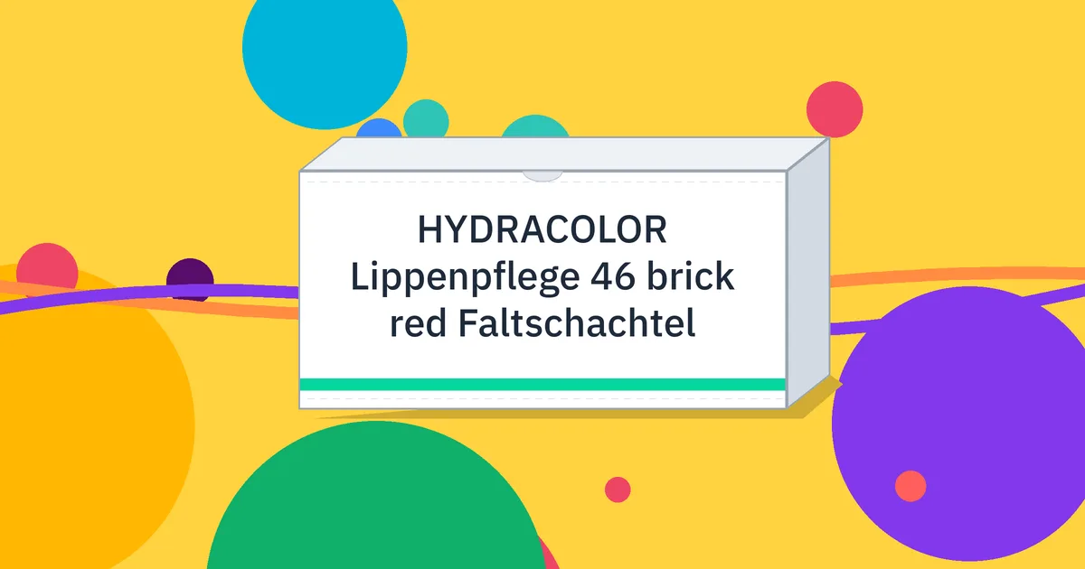 Symbolbild: Packung mit der Aufschrift HYDRACOLOR Lippenpflege 46 brick red Faltschachtel (PZN 10285937) – Verfügbarkeit und Bezug in Apotheken in Frankfurt am Main