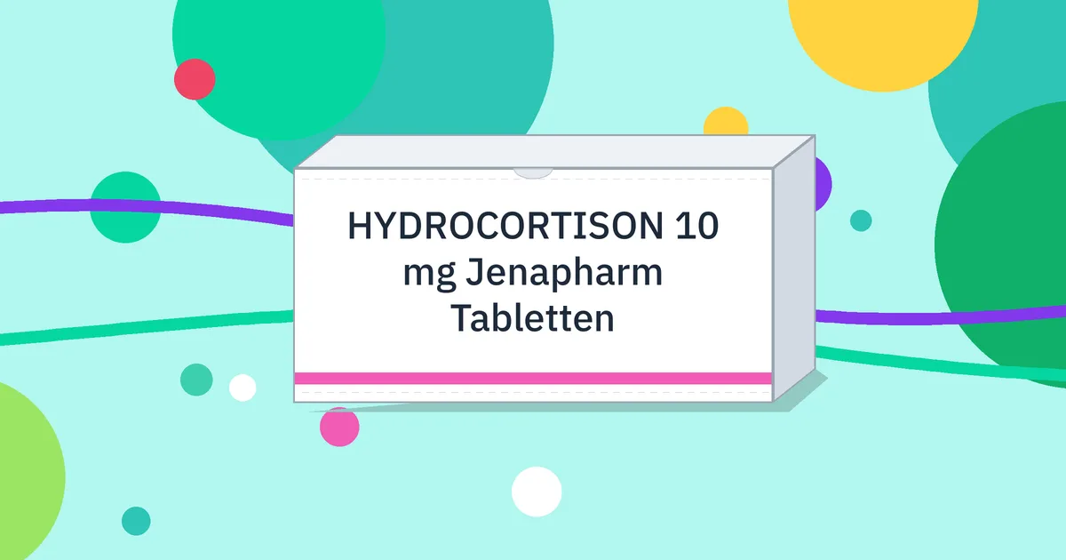 Symbolbild: Packung mit der Aufschrift HYDROCORTISON 10 mg Jenapharm Tabletten (PZN 04996692) – Verfügbarkeit und Bezug in Apotheken in Frankfurt am Main
