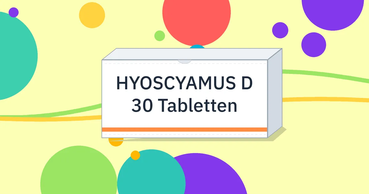 Symbolbild: Packung mit der Aufschrift HYOSCYAMUS D 30 Tabletten (PZN 02102348) – Verfügbarkeit und Bezug in Apotheken in Frankfurt am Main