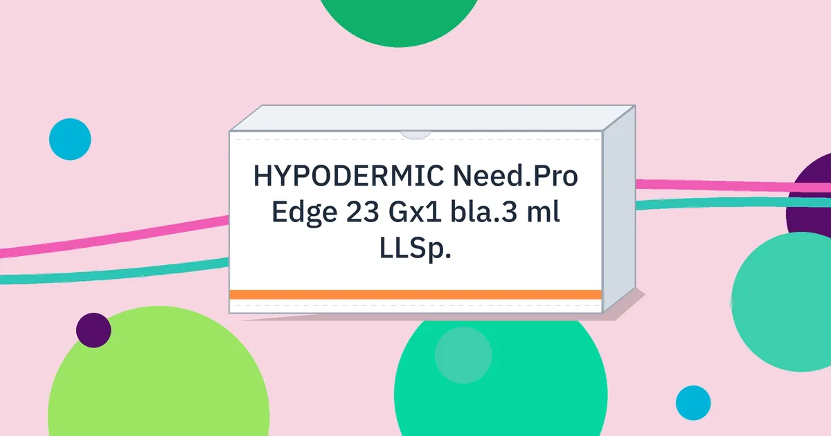 Symbolbild: Packung mit der Aufschrift HYPODERMIC Need.Pro Edge 23 Gx1 bla.3 ml LLSp. (PZN 00903883) – Verfügbarkeit und Bezug in Apotheken in Frankfurt am Main