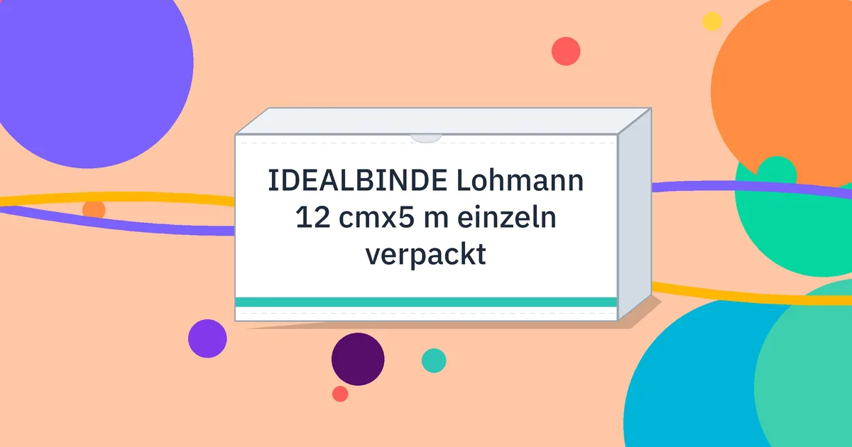 Symbolbild: Packung mit der Aufschrift IDEALBINDE Lohmann 12 cmx5 m einzeln verpackt (PZN 03130370) – Verfügbarkeit und Bezug in Apotheken in Frankfurt am Main