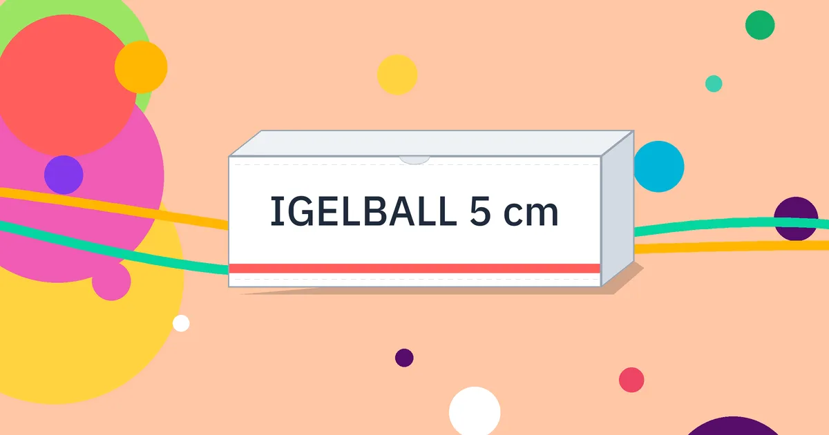 Symbolbild: Packung mit der Aufschrift IGELBALL 5 cm (PZN 10997721) – Verfügbarkeit und Bezug in Apotheken in Frankfurt am Main