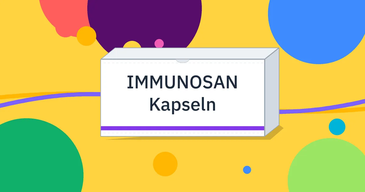 Symbolbild: Packung mit der Aufschrift IMMUNOSAN Kapseln (PZN 18373612) – Verfügbarkeit und Bezug in Apotheken in Frankfurt am Main