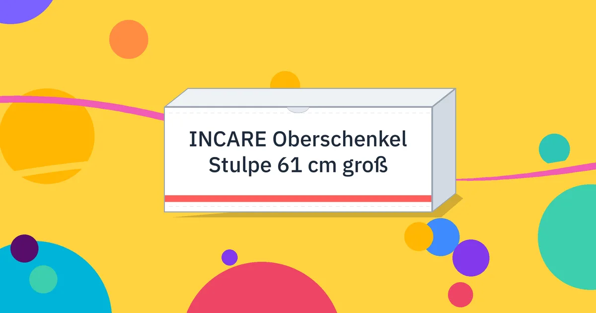Symbolbild: Packung mit der Aufschrift INCARE Oberschenkel Stulpe 61 cm groß (PZN 01561812) – Verfügbarkeit und Bezug in Apotheken in Frankfurt am Main