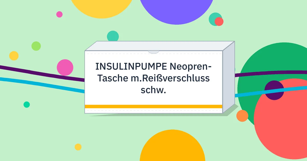 Symbolbild: Packung mit der Aufschrift INSULINPUMPE Neopren-Tasche m.Reißverschluss schw. (PZN 10730604) – Verfügbarkeit und Bezug in Apotheken in Frankfurt am Main