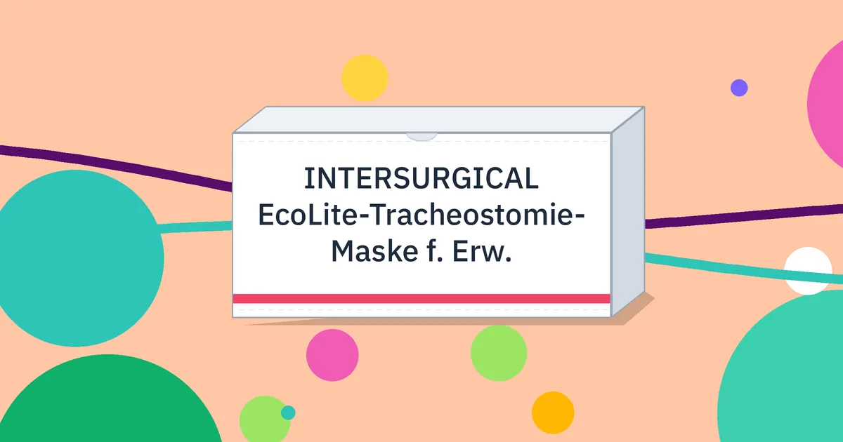Symbolbild: Packung mit der Aufschrift INTERSURGICAL EcoLite-Tracheostomie-Maske f. Erw. (PZN 16787781) – Verfügbarkeit und Bezug in Apotheken in Frankfurt am Main