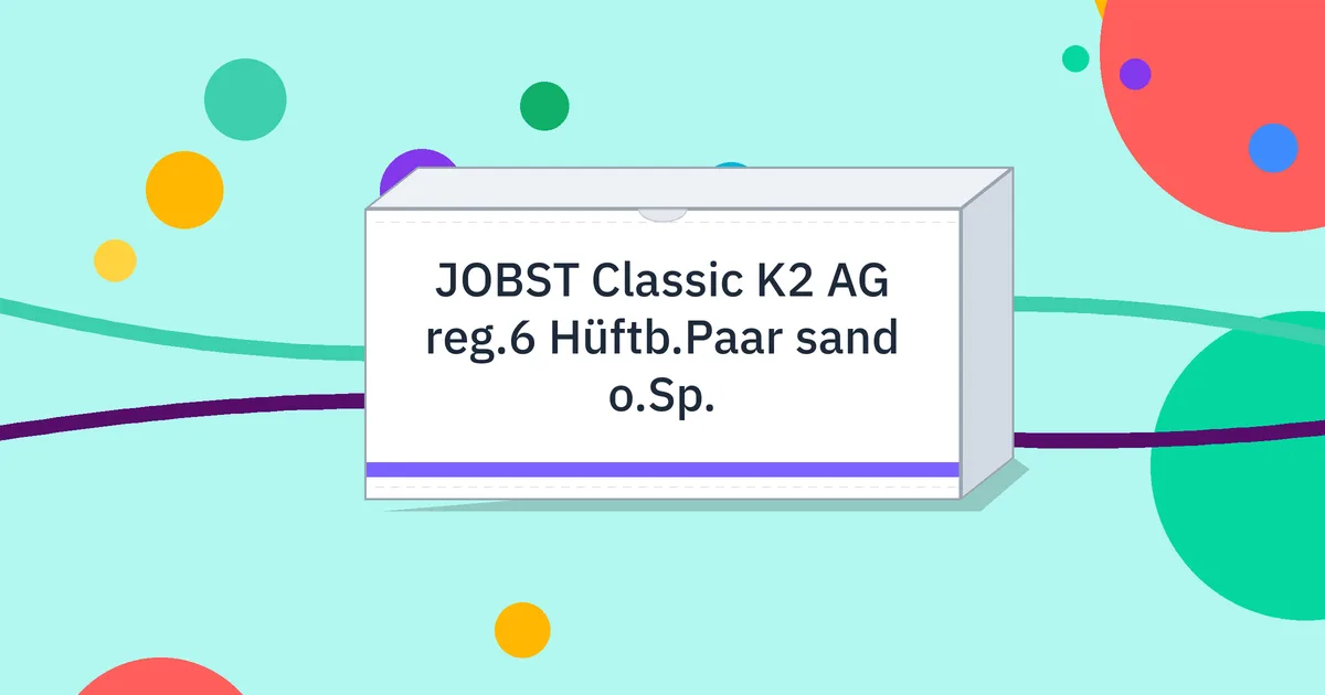 Symbolbild: Packung mit der Aufschrift JOBST Classic K2 AG reg.6 Hüftb.Paar sand o.Sp. (PZN 13066822) – Verfügbarkeit und Bezug in Apotheken in Frankfurt am Main
