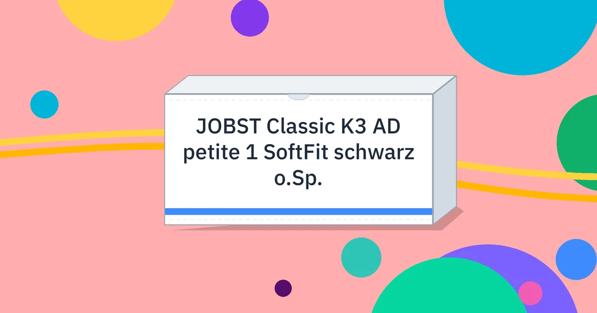 Symbolbild: Packung mit der Aufschrift JOBST Classic K3 AD petite 1 SoftFit schwarz o.Sp. (PZN 14223117) – Verfügbarkeit und Bezug in Apotheken in Frankfurt am Main