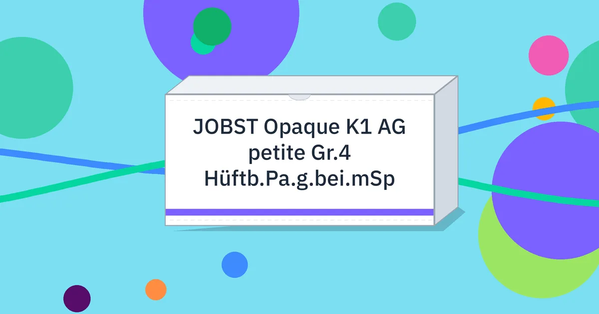 Symbolbild: Packung mit der Aufschrift JOBST Opaque K1 AG petite Gr.4 Hüftb.Pa.g.bei.mSp (PZN 16273527) – Verfügbarkeit und Bezug in Apotheken in Frankfurt am Main