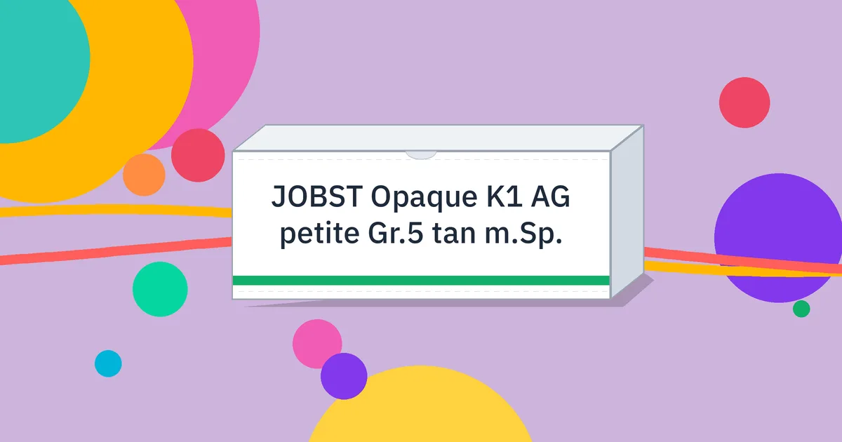 Symbolbild: Packung mit der Aufschrift JOBST Opaque K1 AG petite Gr.5 tan m.Sp. (PZN 16269833) – Verfügbarkeit und Bezug in Apotheken in Frankfurt am Main