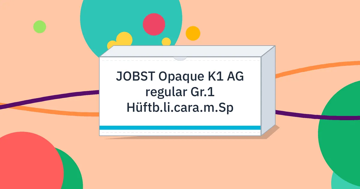 Symbolbild: Packung mit der Aufschrift JOBST Opaque K1 AG regular Gr.1 Hüftb.li.cara.m.Sp (PZN 13099678) – Verfügbarkeit und Bezug in Apotheken in Frankfurt am Main