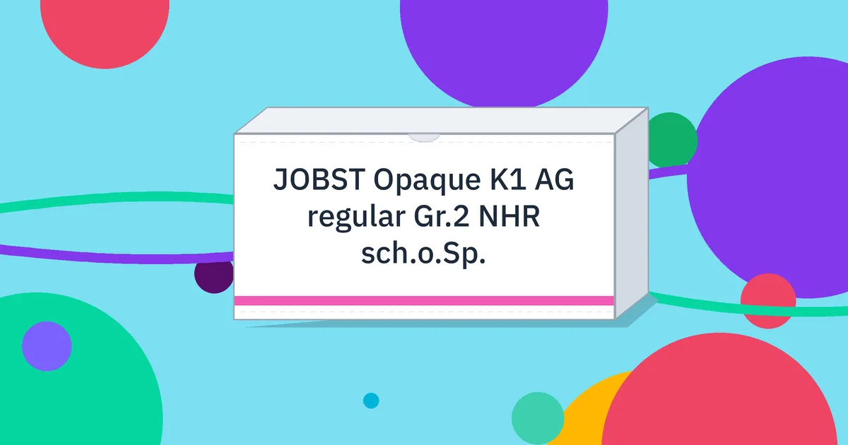 Symbolbild: Packung mit der Aufschrift JOBST Opaque K1 AG regular Gr.2 NHR sch.o.Sp. (PZN 13095344) – Verfügbarkeit und Bezug in Apotheken in Frankfurt am Main