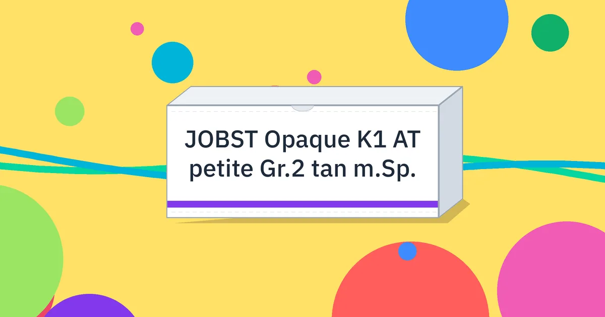 Symbolbild: Packung mit der Aufschrift JOBST Opaque K1 AT petite Gr.2 tan m.Sp. (PZN 16276566) – Verfügbarkeit und Bezug in Apotheken in Frankfurt am Main