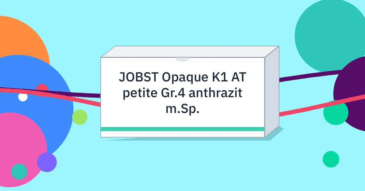 Symbolbild: Packung mit der Aufschrift JOBST Opaque K1 AT petite Gr.4 anthrazit m.Sp. (PZN 16275756) – Verfügbarkeit und Bezug in Apotheken in Frankfurt am Main