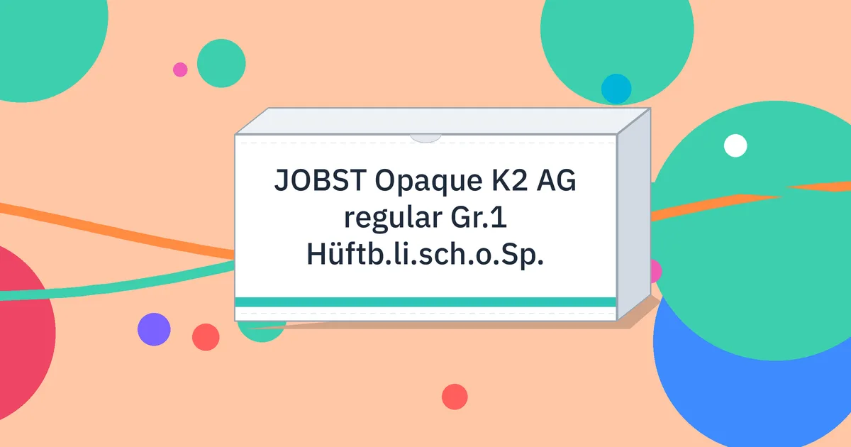 Symbolbild: Packung mit der Aufschrift JOBST Opaque K2 AG regular Gr.1 Hüftb.li.sch.o.Sp. (PZN 13116276) – Verfügbarkeit und Bezug in Apotheken in Frankfurt am Main