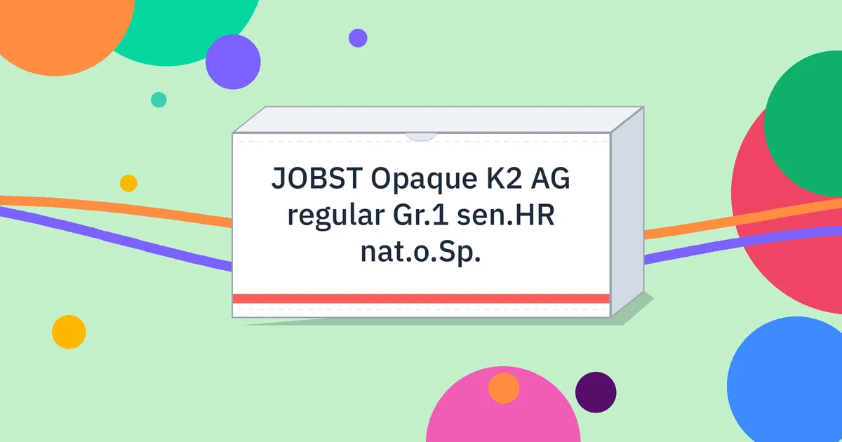 Symbolbild: Packung mit der Aufschrift JOBST Opaque K2 AG regular Gr.1 sen.HR nat.o.Sp. (PZN 12142426) – Verfügbarkeit und Bezug in Apotheken in Frankfurt am Main