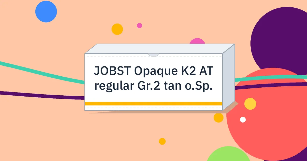 Symbolbild: Packung mit der Aufschrift JOBST Opaque K2 AT regular Gr.2 tan o.Sp. (PZN 16289592) – Verfügbarkeit und Bezug in Apotheken in Frankfurt am Main