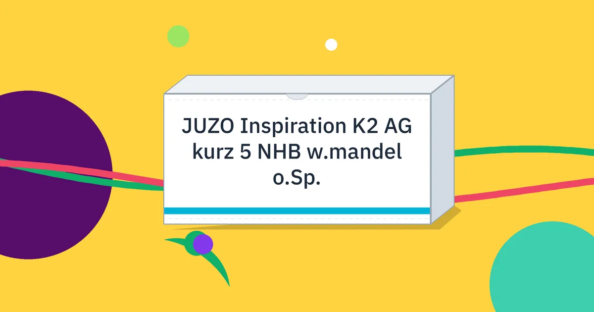 Symbolbild: Packung mit der Aufschrift JUZO Inspiration K2 AG kurz 5 NHB w.mandel o.Sp. (PZN 14949736) – Verfügbarkeit und Bezug in Apotheken in Frankfurt am Main