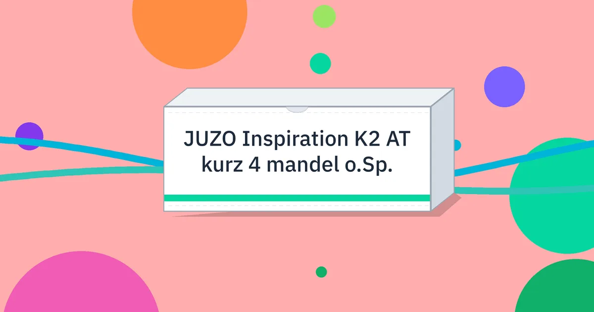 Symbolbild: Packung mit der Aufschrift JUZO Inspiration K2 AT kurz 4 mandel o.Sp. (PZN 14931191) – Verfügbarkeit und Bezug in Apotheken in Frankfurt am Main