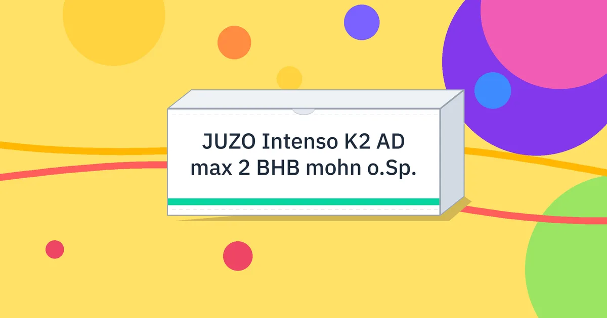 Symbolbild: Packung mit der Aufschrift JUZO Intenso K2 AD max 2 BHB mohn o.Sp. (PZN 18626993) – Verfügbarkeit und Bezug in Apotheken in Frankfurt am Main