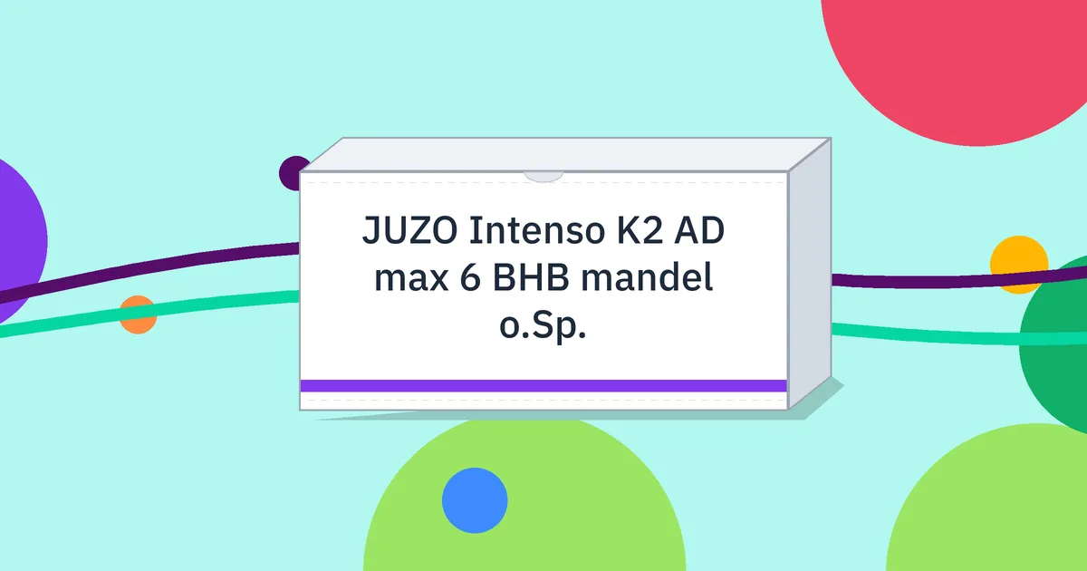 Symbolbild: Packung mit der Aufschrift JUZO Intenso K2 AD max 6 BHB mandel o.Sp. (PZN 18626970) – Verfügbarkeit und Bezug in Apotheken in Frankfurt am Main