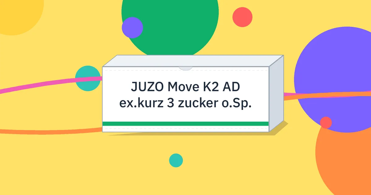 Symbolbild: Packung mit der Aufschrift JUZO Move K2 AD ex.kurz 3 zucker o.Sp. (PZN 18510405) – Verfügbarkeit und Bezug in Apotheken in Frankfurt am Main
