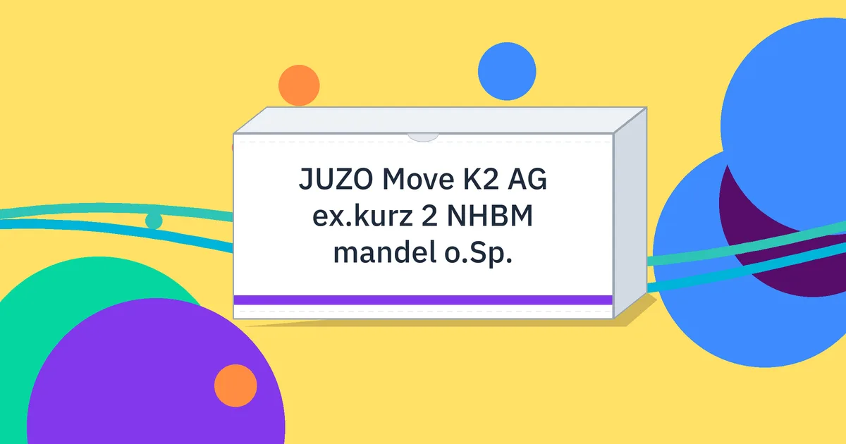 Symbolbild: Packung mit der Aufschrift JUZO Move K2 AG ex.kurz 2 NHBM mandel o.Sp. (PZN 16643088) – Verfügbarkeit und Bezug in Apotheken in Frankfurt am Main