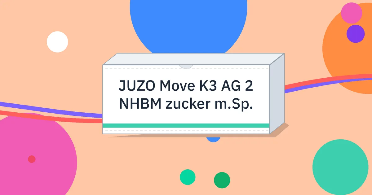Symbolbild: Packung mit der Aufschrift JUZO Move K3 AG 2 NHBM zucker m.Sp. (PZN 18574664) – Verfügbarkeit und Bezug in Apotheken in Frankfurt am Main