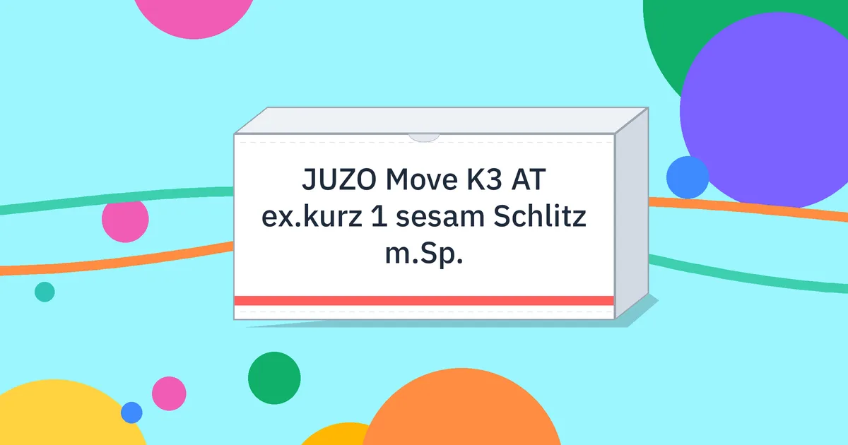 Symbolbild: Packung mit der Aufschrift JUZO Move K3 AT ex.kurz 1 sesam Schlitz m.Sp. (PZN 20681025) – Verfügbarkeit und Bezug in Apotheken in Frankfurt am Main