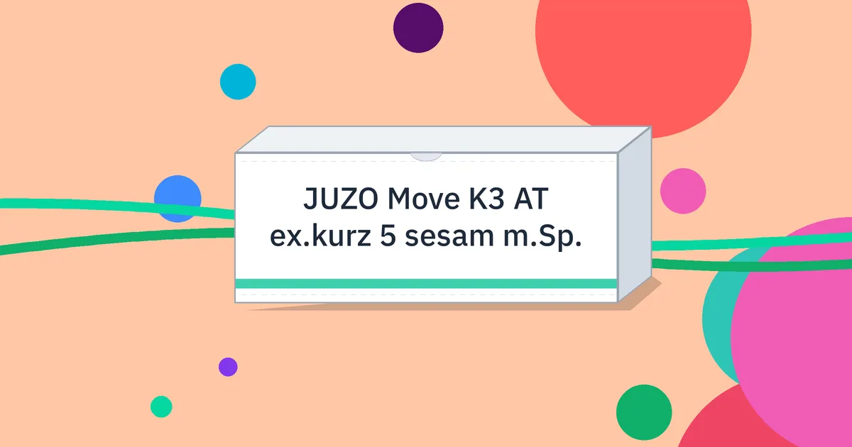 Symbolbild: Packung mit der Aufschrift JUZO Move K3 AT ex.kurz 5 sesam m.Sp. (PZN 20680066) – Verfügbarkeit und Bezug in Apotheken in Frankfurt am Main