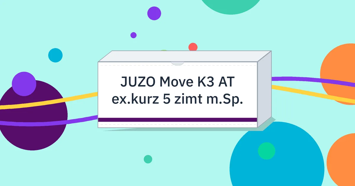 Symbolbild: Packung mit der Aufschrift JUZO Move K3 AT ex.kurz 5 zimt m.Sp. (PZN 20679985) – Verfügbarkeit und Bezug in Apotheken in Frankfurt am Main