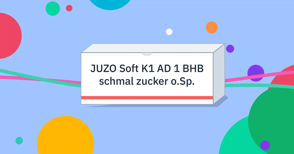 Symbolbild: Packung mit der Aufschrift JUZO Soft K1 AD 1 BHB schmal zucker o.Sp. (PZN 15462752) – Verfügbarkeit und Bezug in Apotheken in Frankfurt am Main