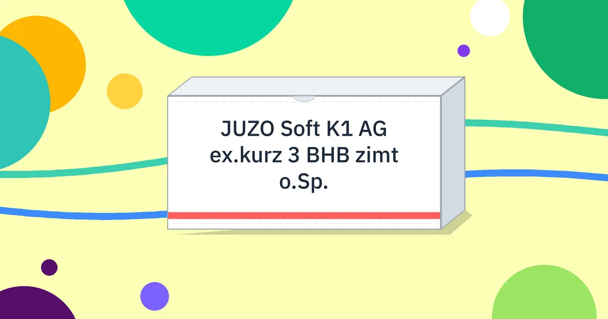Symbolbild: Packung mit der Aufschrift JUZO Soft K1 AG ex.kurz 3 BHB zimt o.Sp. (PZN 14824064) – Verfügbarkeit und Bezug in Apotheken in Frankfurt am Main