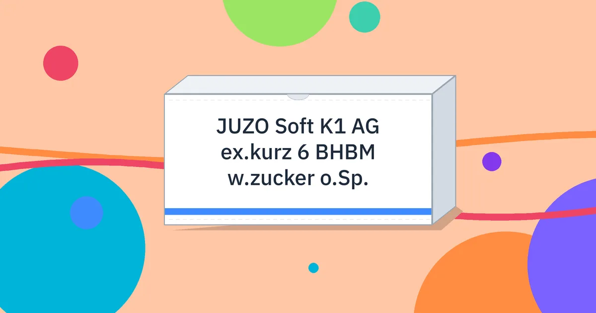 Symbolbild: Packung mit der Aufschrift JUZO Soft K1 AG ex.kurz 6 BHBM w.zucker o.Sp. (PZN 14865962) – Verfügbarkeit und Bezug in Apotheken in Frankfurt am Main