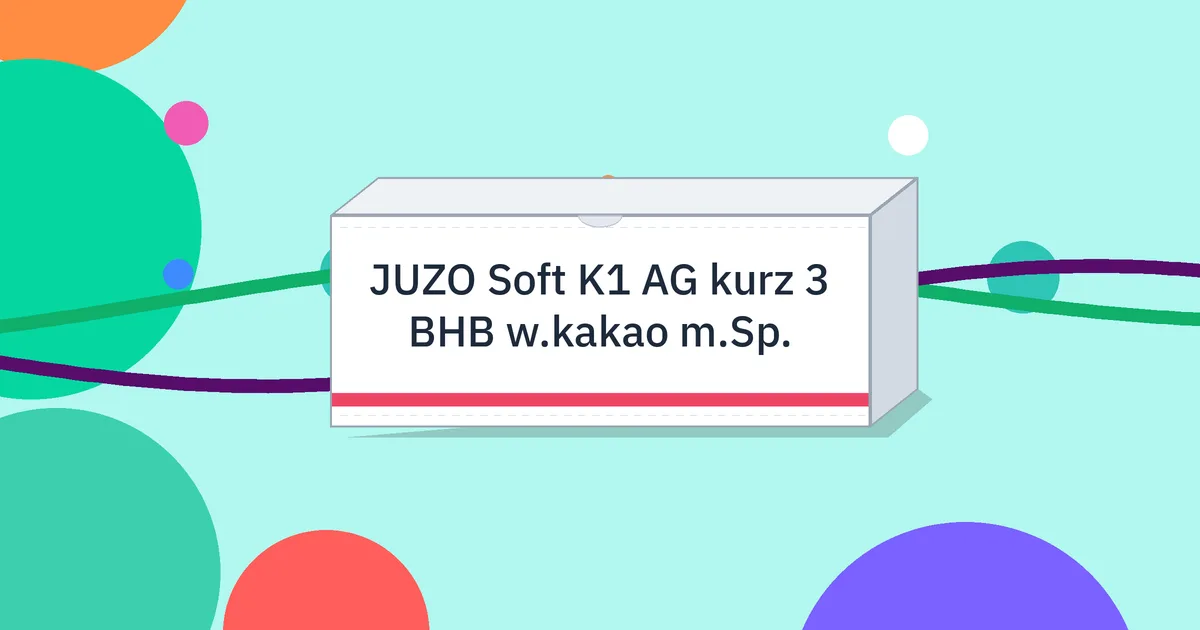 Symbolbild: Packung mit der Aufschrift JUZO Soft K1 AG kurz 3 BHB w.kakao m.Sp. (PZN 14838451) – Verfügbarkeit und Bezug in Apotheken in Frankfurt am Main