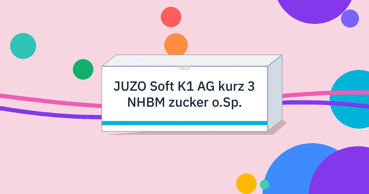 Symbolbild: Packung mit der Aufschrift JUZO Soft K1 AG kurz 3 NHBM zucker o.Sp. (PZN 14996463) – Verfügbarkeit und Bezug in Apotheken in Frankfurt am Main