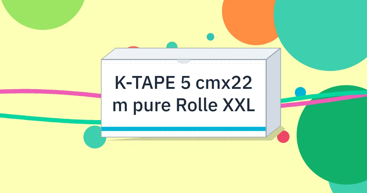 Symbolbild: Packung mit der Aufschrift K-TAPE 5 cmx22 m pure Rolle XXL (PZN 17455087) – Verfügbarkeit und Bezug in Apotheken in Frankfurt am Main