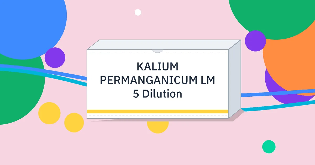 Symbolbild: Packung mit der Aufschrift KALIUM PERMANGANICUM LM 5 Dilution (PZN 12924040) – Verfügbarkeit und Bezug in Apotheken in Frankfurt am Main