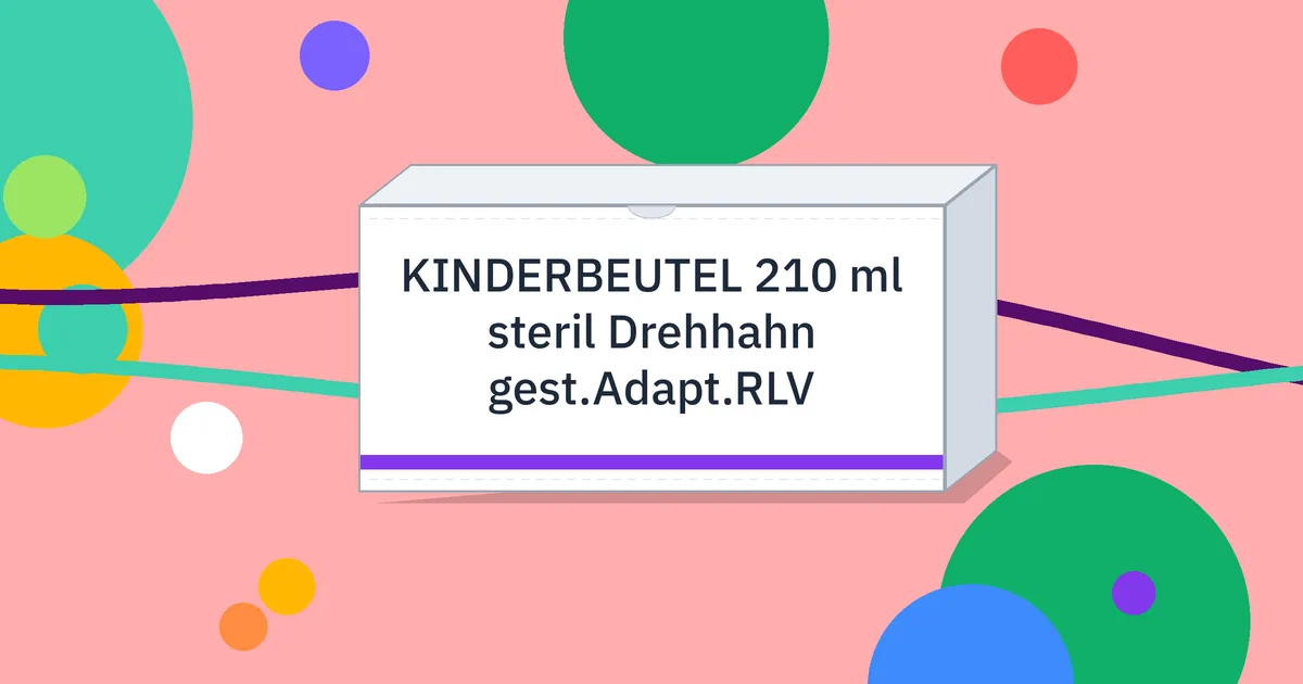 Symbolbild: Packung mit der Aufschrift KINDERBEUTEL 210 ml steril Drehhahn gest.Adapt.RLV (PZN 10231752) – Verfügbarkeit und Bezug in Apotheken in Frankfurt am Main