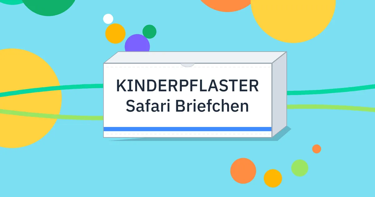 Symbolbild: Packung mit der Aufschrift KINDERPFLASTER Safari Briefchen (PZN 19405604) – Verfügbarkeit und Bezug in Apotheken in Frankfurt am Main